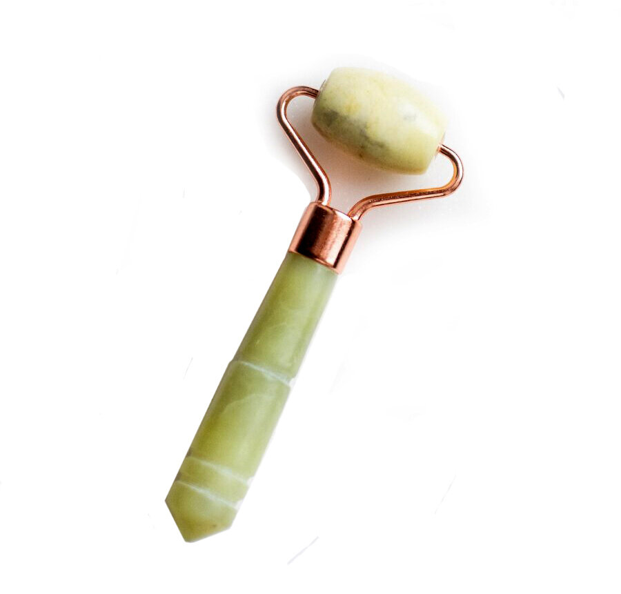 Роликовый массажер для лица и тела SEL-44-2 из натурального камня нефрит (10 см.), 1 шт.