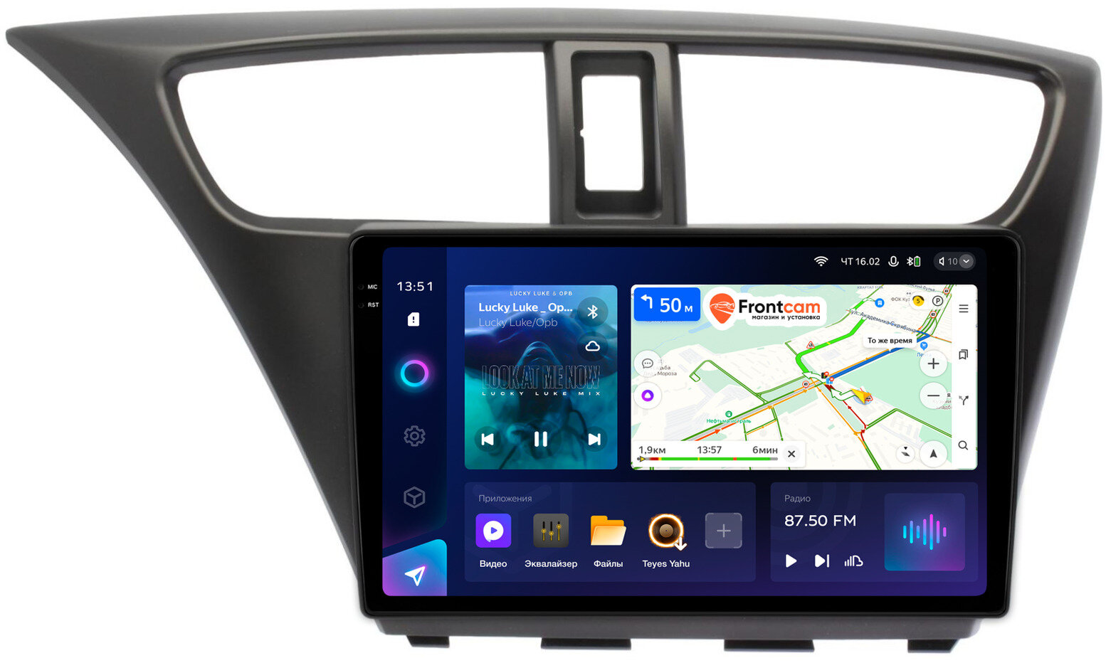 Штатная магнитола Honda Civic 9 5D 2011-2015 (левый руль, хэтчбэк) Teyes CC3 2K 4/32 9.5" RM-9-0108 Android 10 (4G-SIM, DSP, QLed)