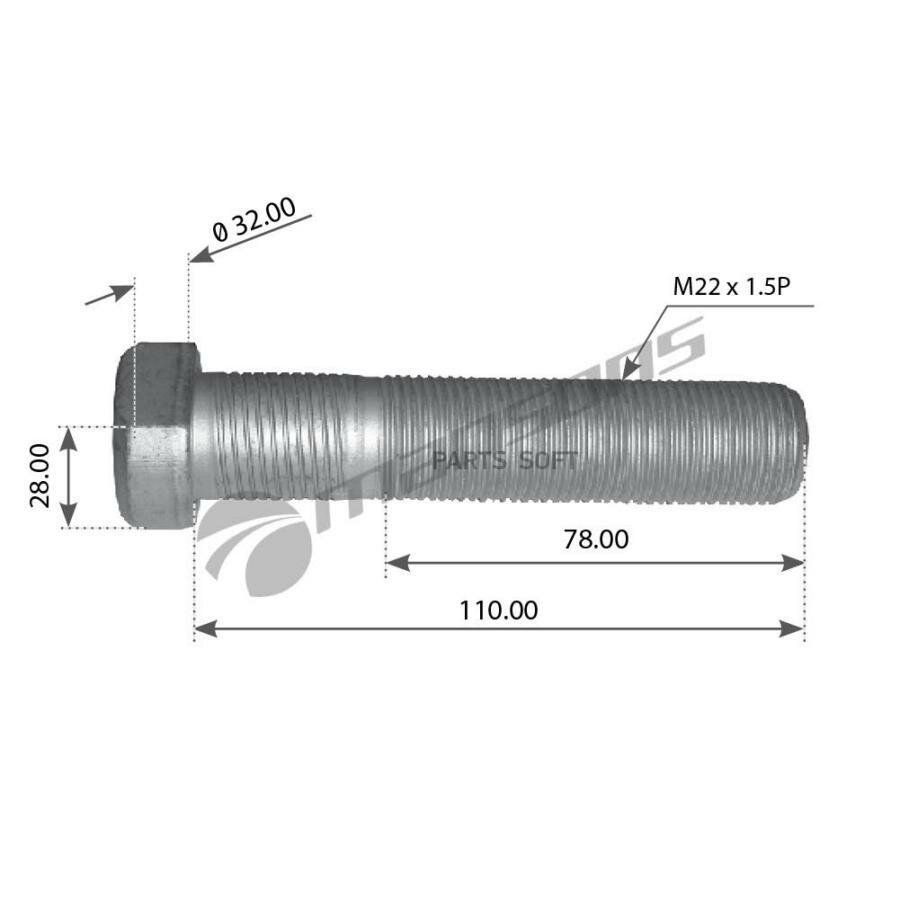 700252 MANSONS Шпилька колеса MAN MERCEDES (M22х1.5х110) MANSONS