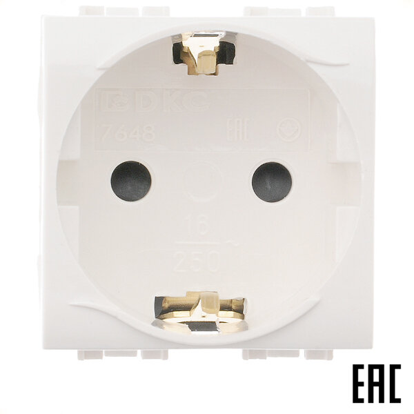 Механизм Brava 76482B розетки "евр" со шторками 2 модуля с/п белый ДКС (3 шт. в наборе)