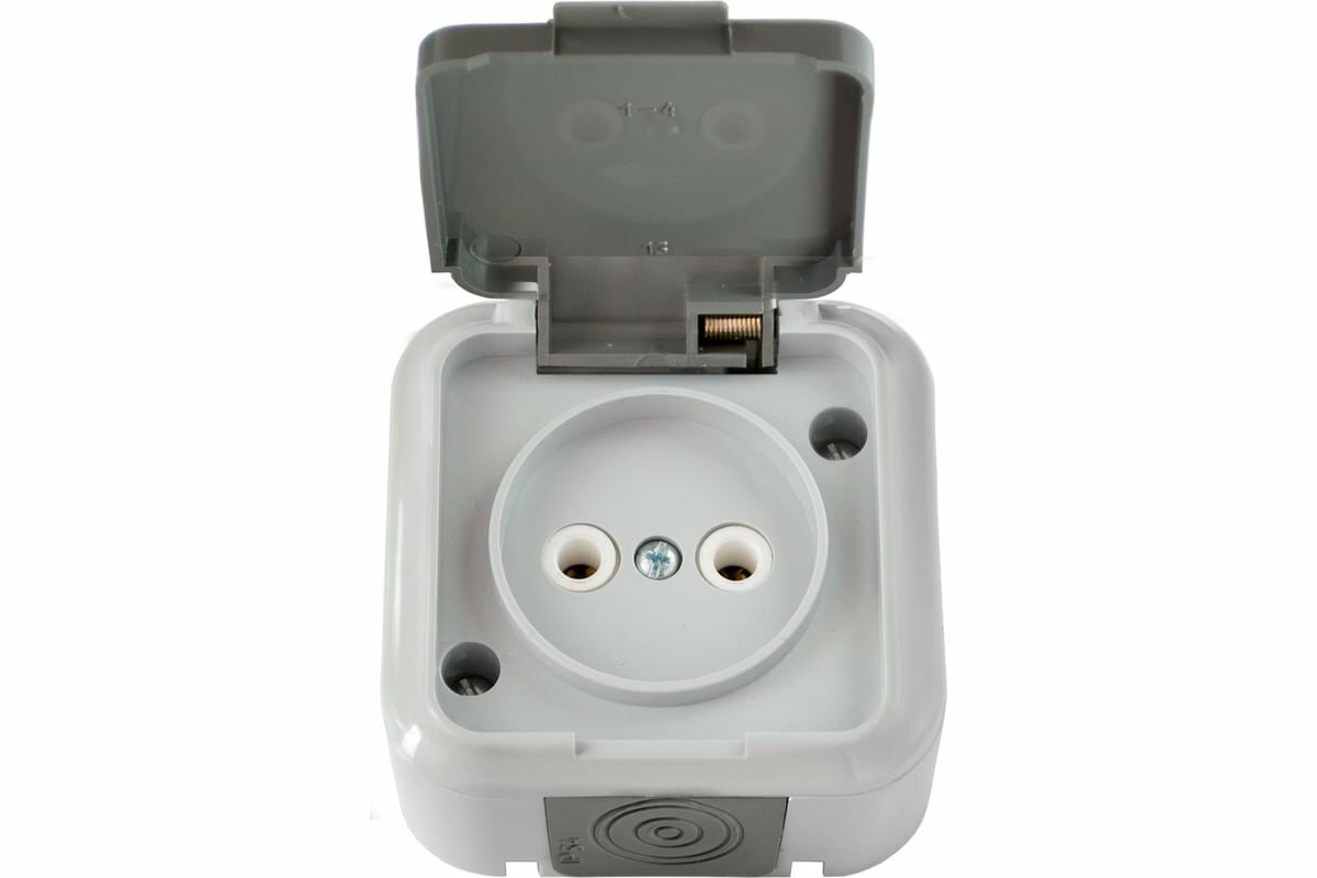 Bylectrica 1-местная розетка ОУ IP54 серия пралеска аква серый RA16-296-03 на улице