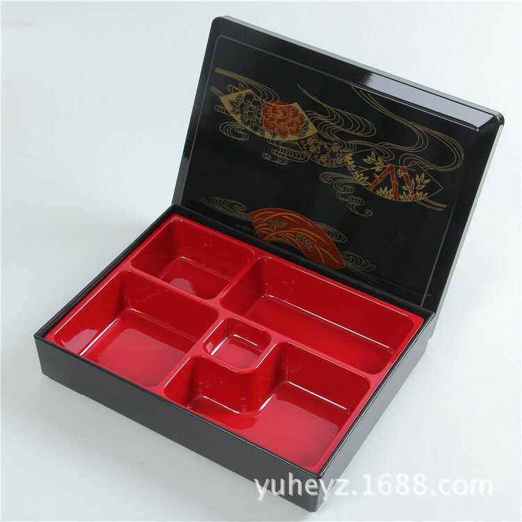 Японский стиль красный пятисекционный термостойкий бенто-бокс, японский стиль термостойкий суши-ланчбокс, пищевой бокс, высококачественный бизнес-набор