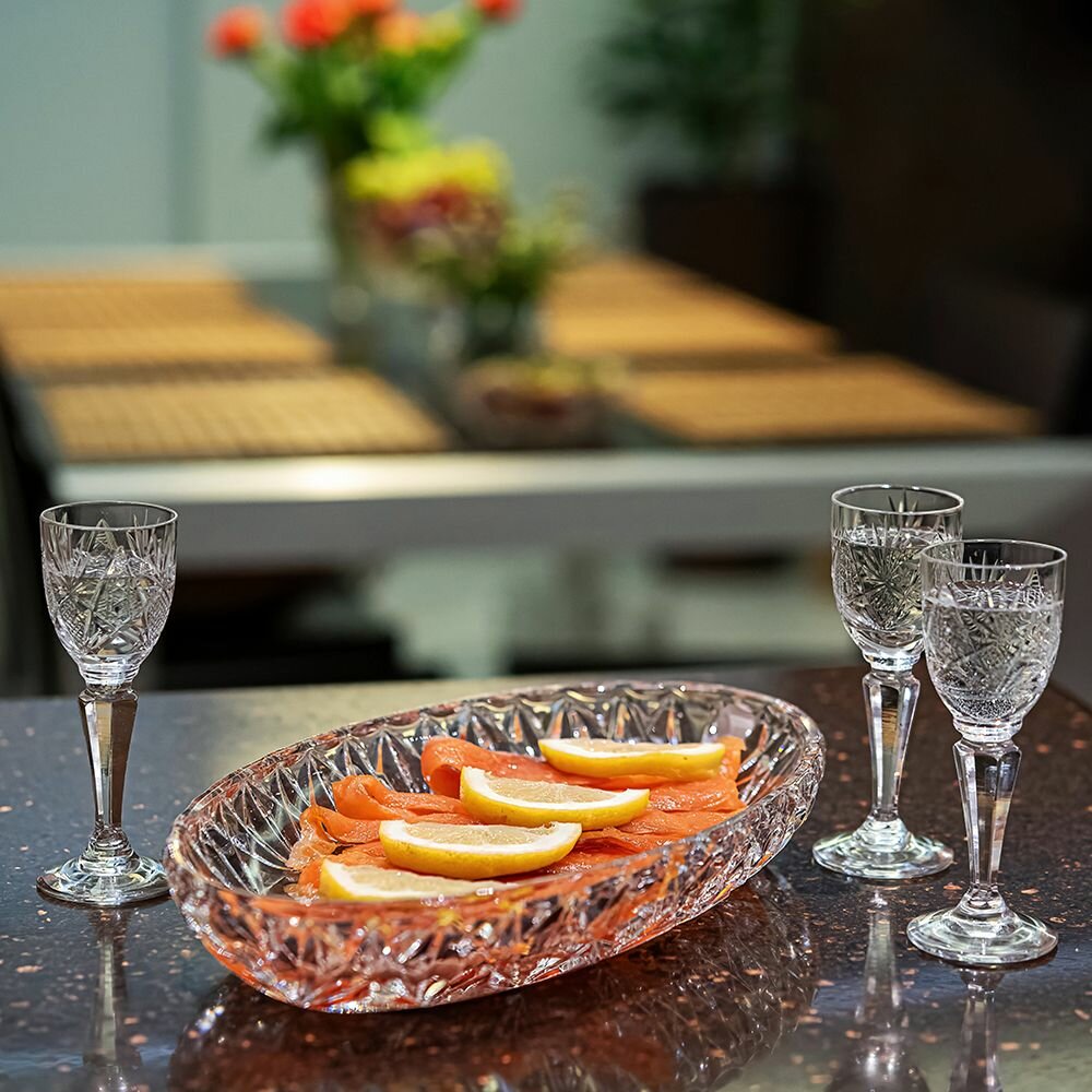 Лоток хрустальный для сервировки стола, для холодных закусок и блюд Неман 700/3, 4712