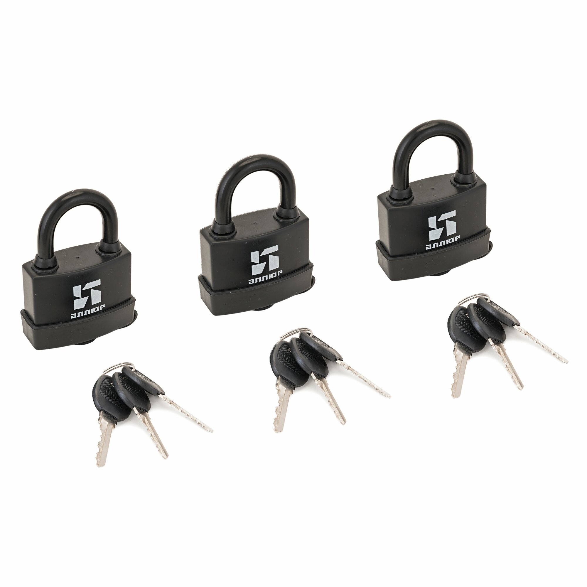 3 навесных замка под 1 ключ Аллюр ВС 1Ч-374П KA Тип 2