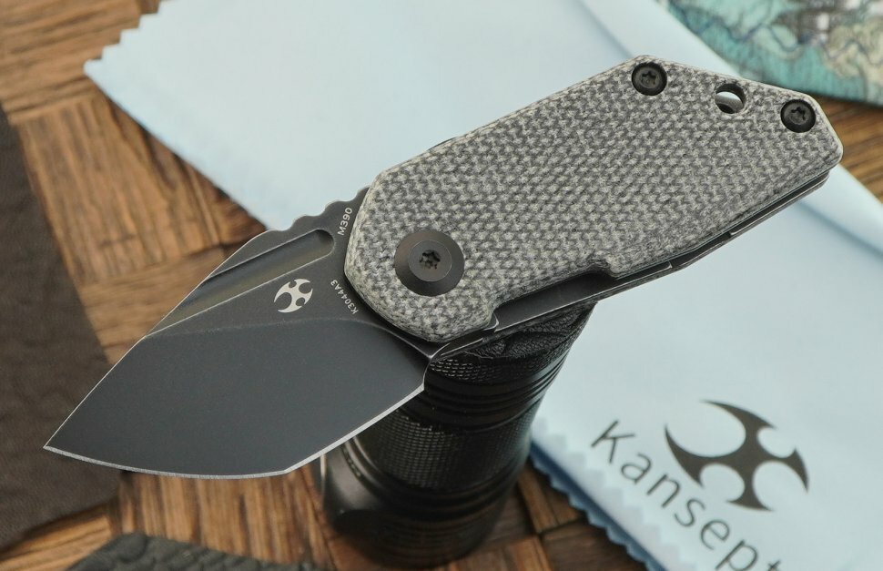 Складной нож Kansept Knives Rio, сталь Bohler M390, рукоять черная микарта