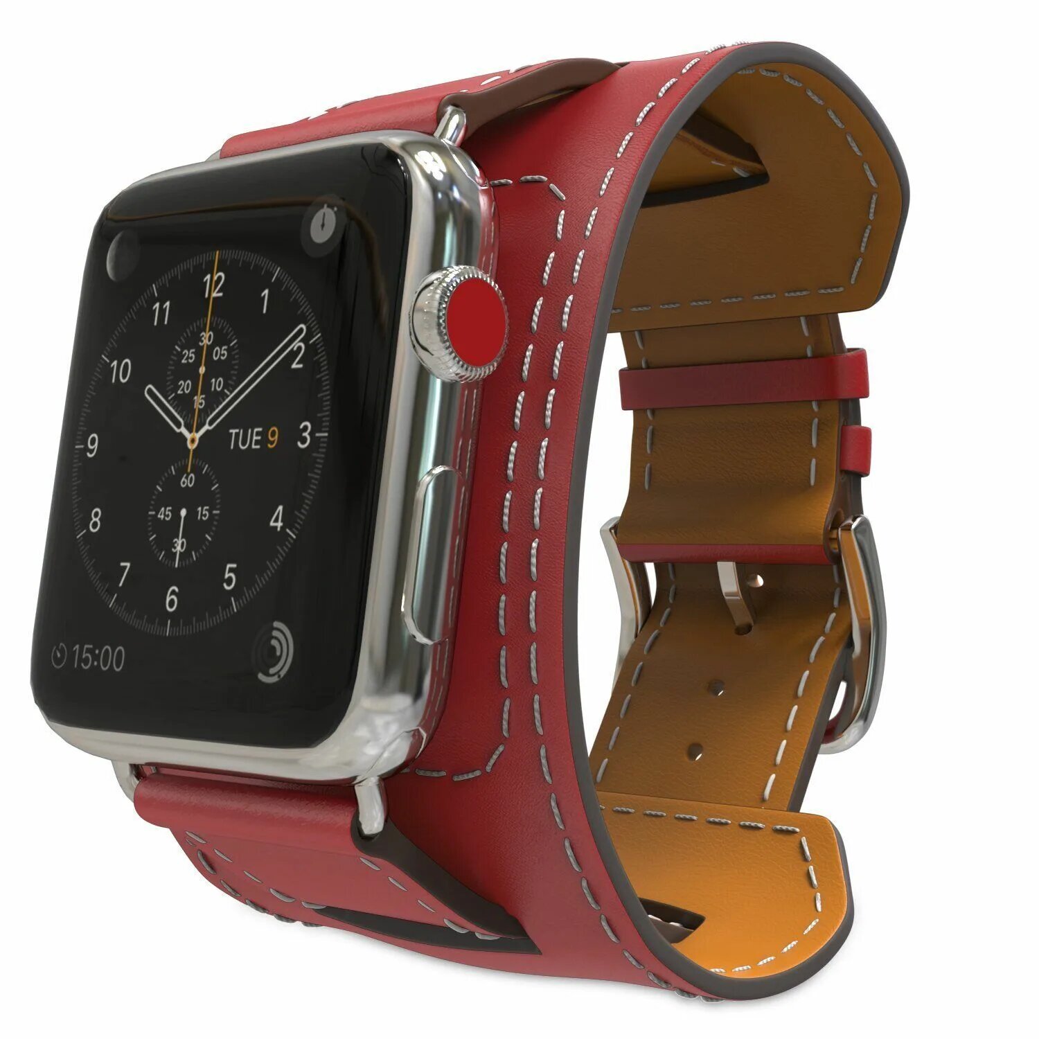 Ремешок для Apple Watch под Hermes Series 38mm/40mm/41mm 2 in 1 красный