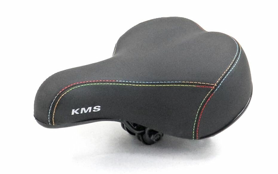 Седло вело на пружинах с цветной строчкой "KMS" (195х240)