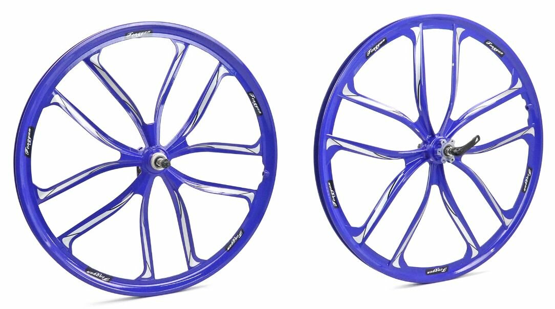 Обода 26" литые (10 лучей) передний+задний (компл.) под трещетку, синий