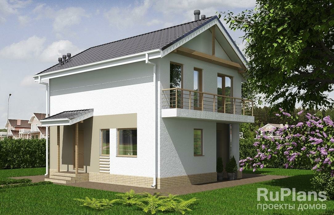 Двухэтажный дом с погребом (100 м2, 9м x 7м) Rg5746