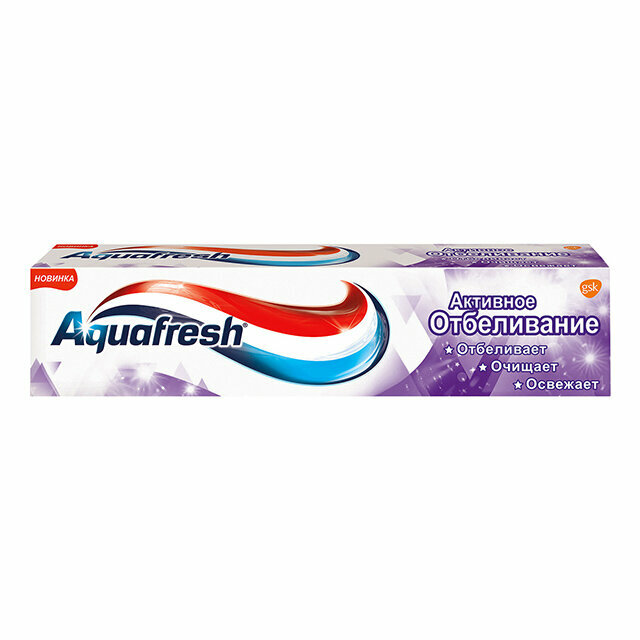 AQUAFRESH зубная паста Активное отбеливание 100мл для белизны и защиты эмали