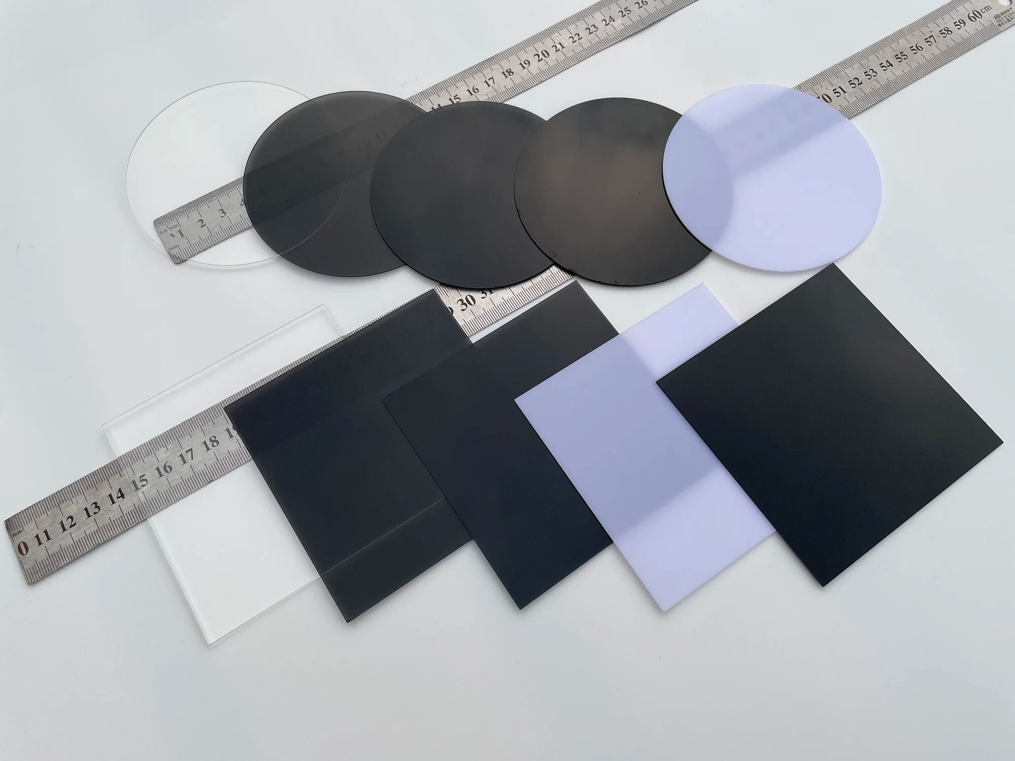 Полупрозрачный черный акриловый лист 1 мм 100x100mm 5PCS, Random Mix Colors