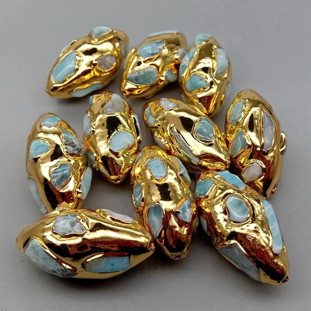 Бусины ларимар синие 10 шт