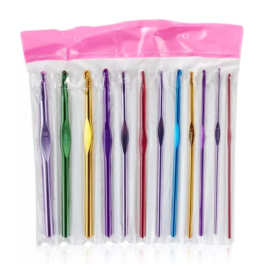 Набор крючков для вязания, d 2-8 мм, длина 15 см, 12 шт