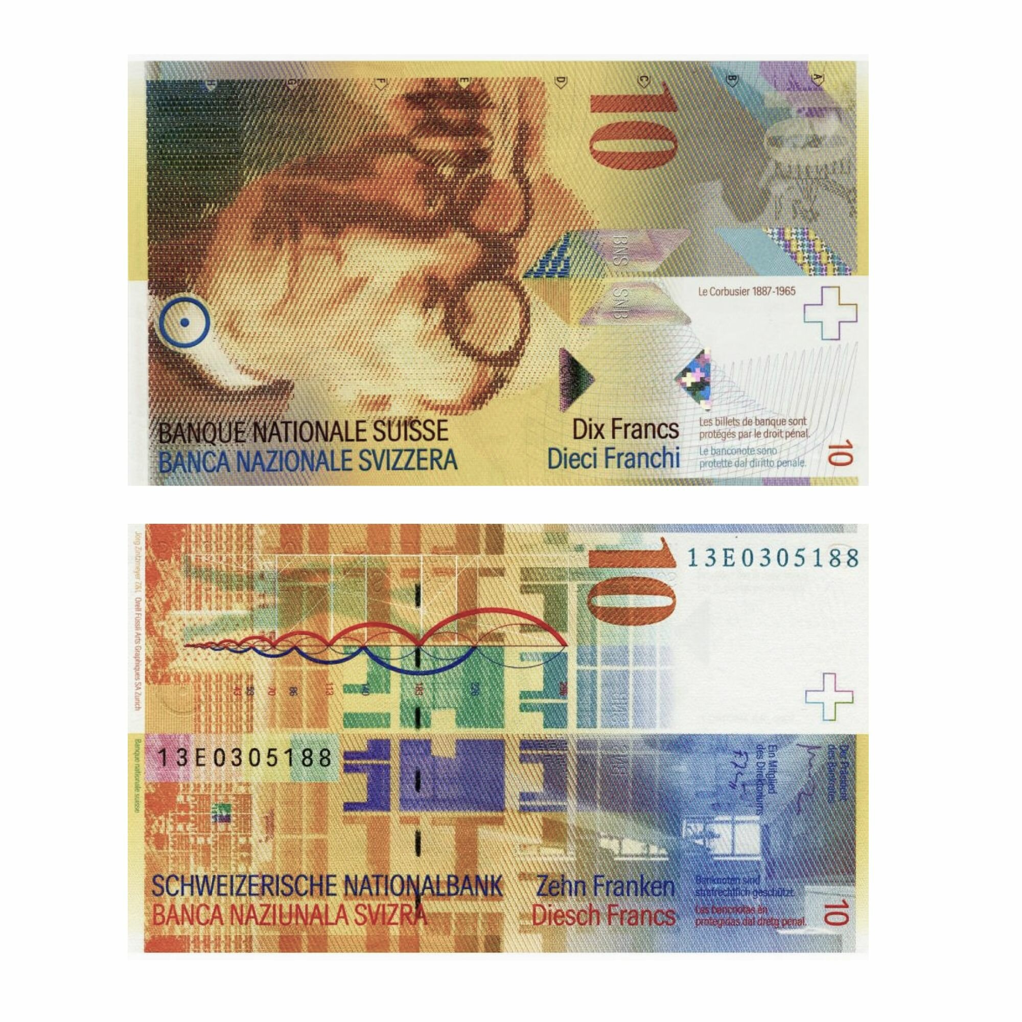 Банкнота Швейцария 10 франков DIX FRANCS 2013 год Uncirculated (UNC) Pick 67