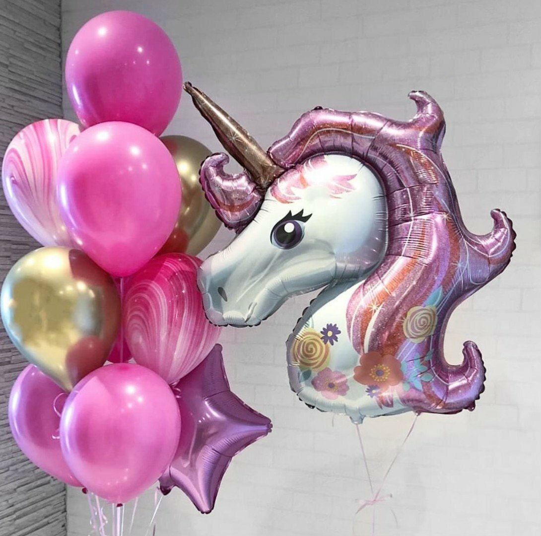 Шарики "Единорог и розовое ассорти"