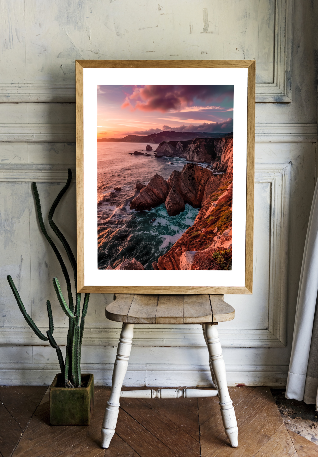 Постер Прибрежные скалы на закате 60x90 без рамы