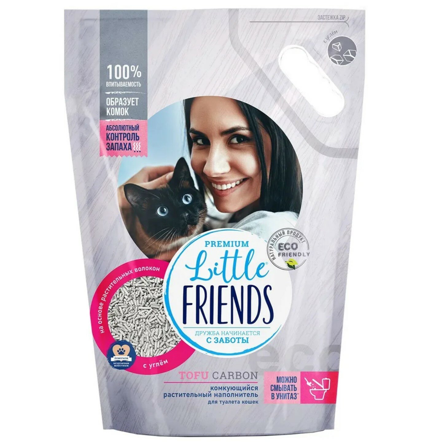 Little Friends Наполнитель комкующийся растительный Tofu Carbon 5л