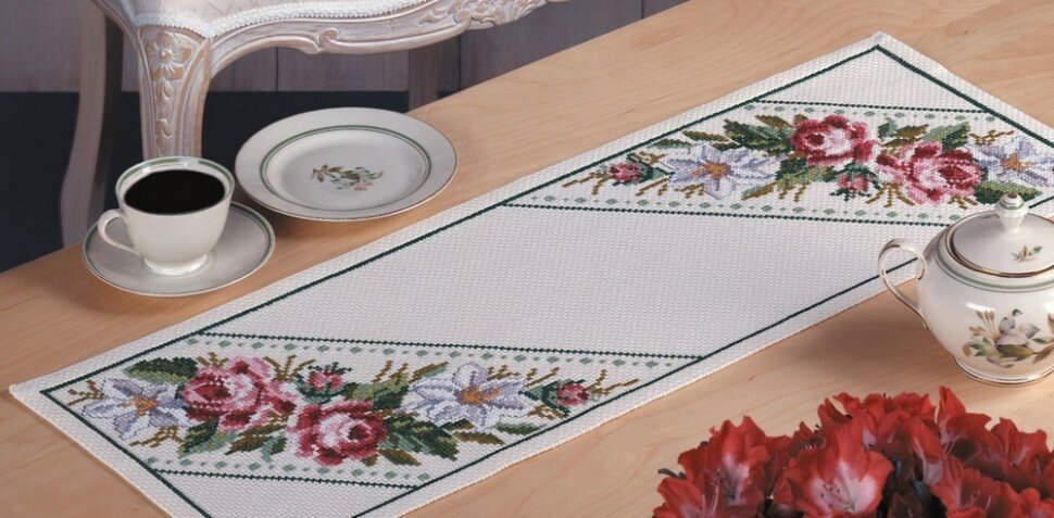 Набор для вышивания Permin #63-5724 Дорожка "Цветы", Счетный крест, 27 x 76 см