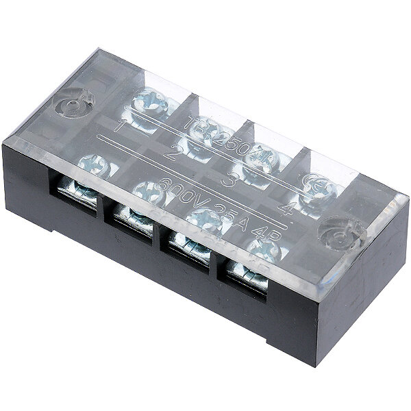 Блок ТВ-2504 клеммный 4 пары винтовых клемм 2,5 кв. мм с прозрачной крышкой (9 шт. в комплекте)