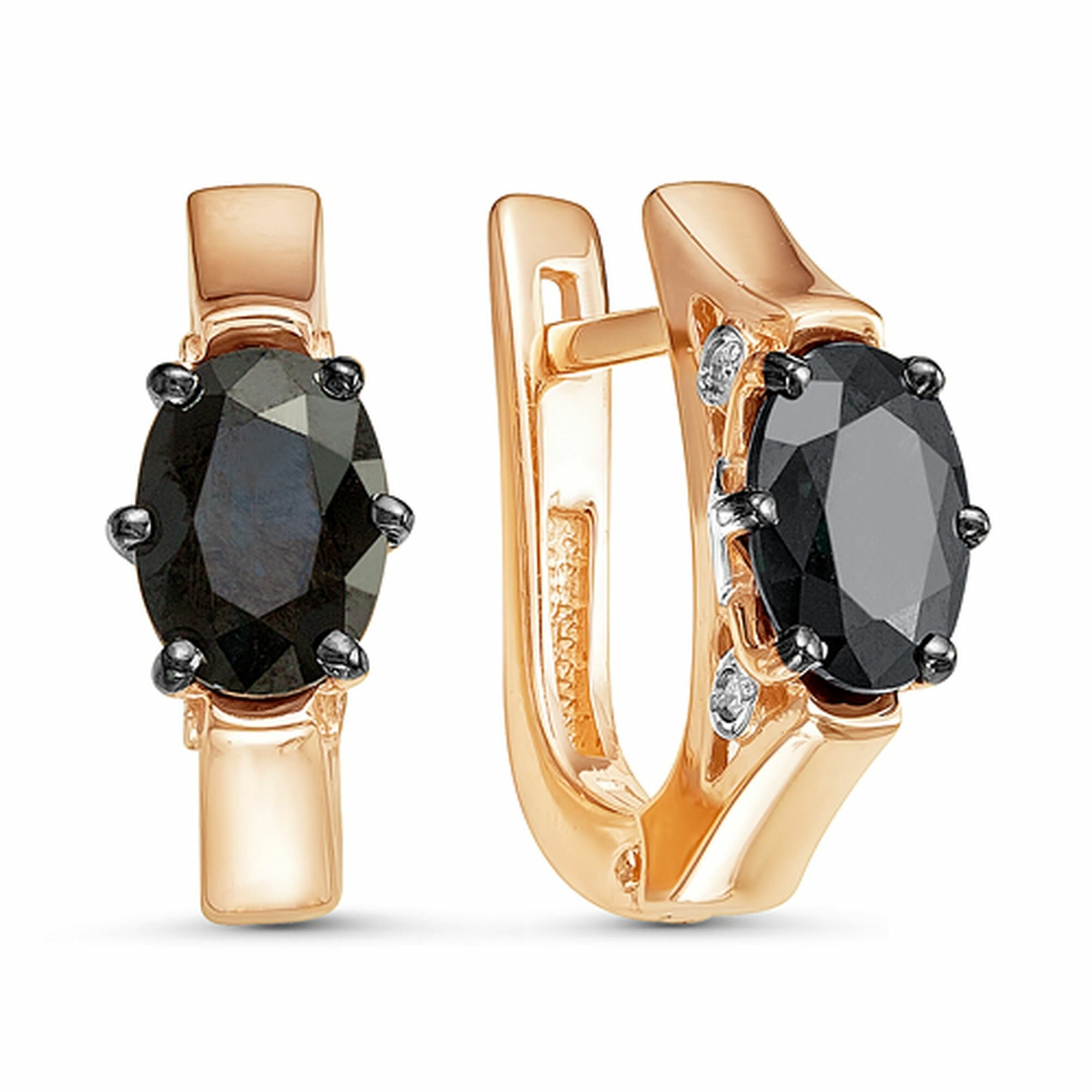 Серьги, красное золото, 585 проба, бриллиант, сапфир