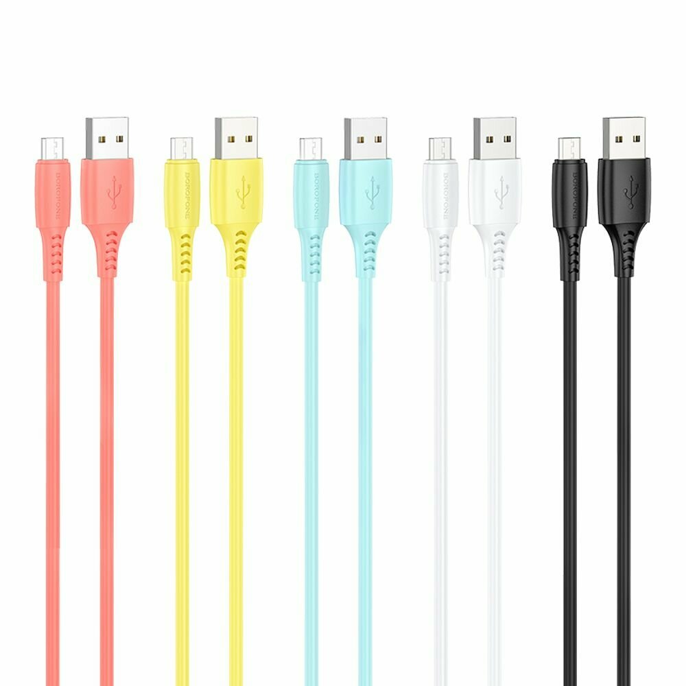 Комплект USB кабелей BOROFONE BX40 Multicolor Superior MicroUSB, 2.4А, с ароматом конфет, упаковка 3