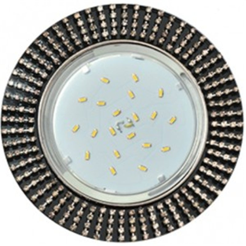 Светильник встраиваемый Ecola GX53 H4 5364 Круг с прозр. стразами, оправа хром, Черный/Хром 40x120 FS53RGECB