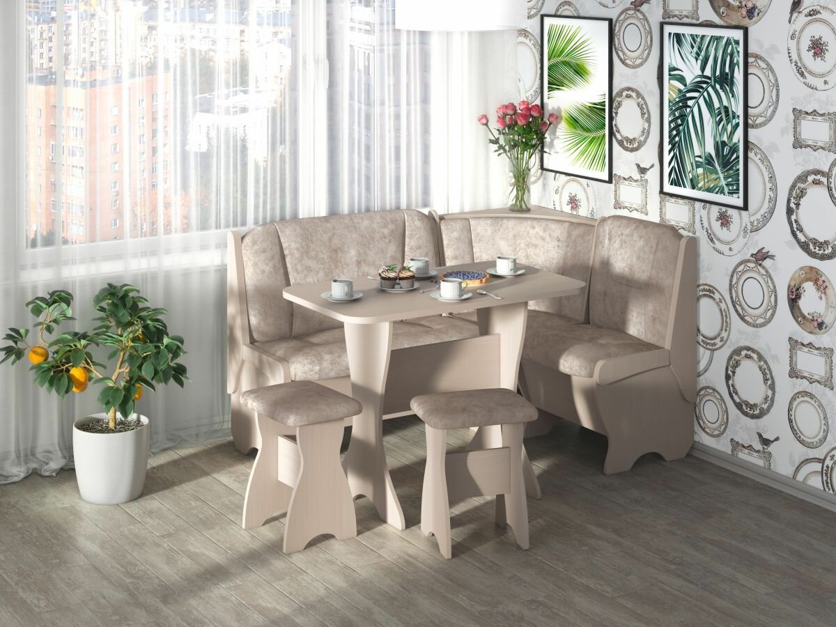 Кухонный уголок Оливия Бодего Светлый/В. Латте/Бодего Светлый