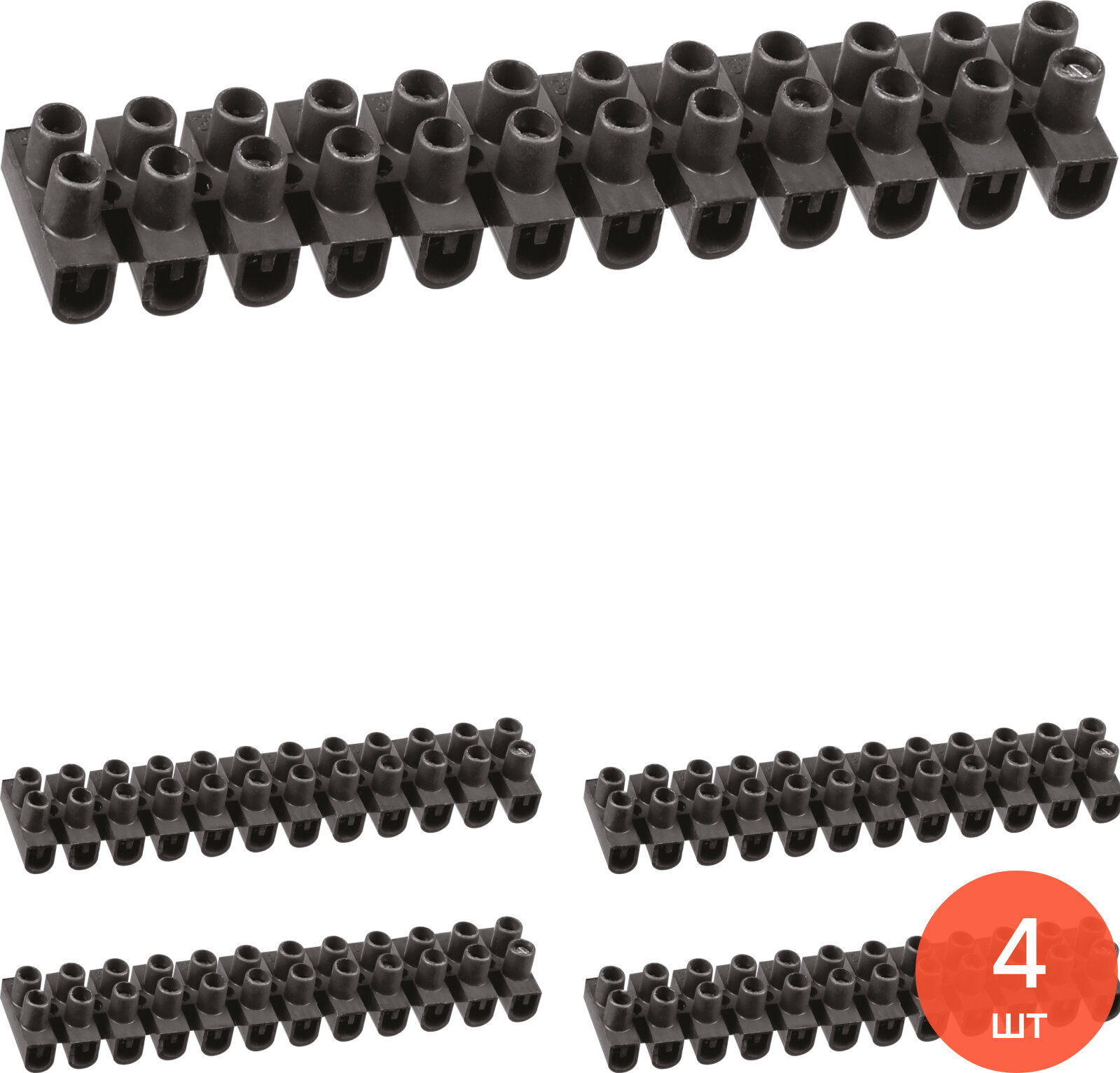 Клеммная колодка Navigator / Навигатор NTB-UPP-S12-3/BL винтовая, в корпусе из полипропилена, черная, 12 полюсов, сечение 1-4мм2, 3А 400В / электрика (комплект из 4 шт)