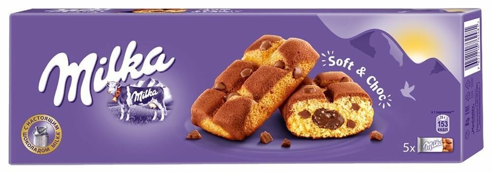 Пирожное Милка бисквитное с шоколадной начинкой Soft& CHOC 175 гр - 2 шт