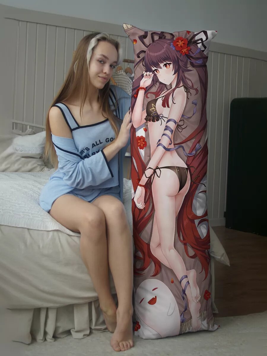 Подушка дакимакура принт genshin Геншин импакт Ху Тао 150х50