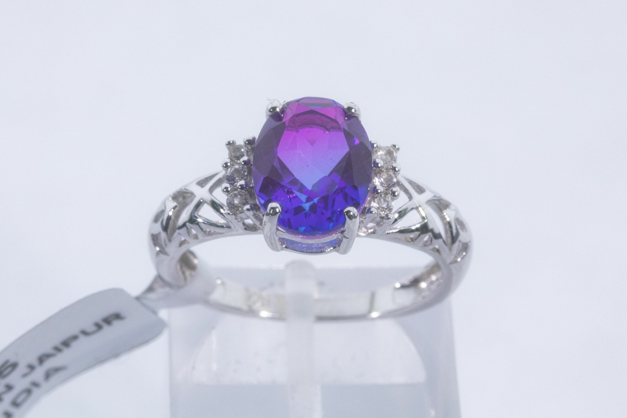 Кольцо, серебро, 925 проба, родирование, кварц, топаз