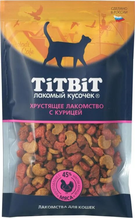Лакомство Титбит для кошек хрустящее с курицей 60г