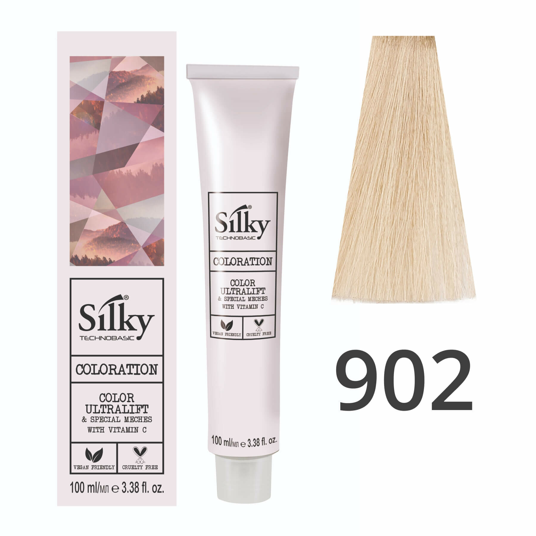 Крем - краска для осветления волос профессиональная Silky Color Vive/Ultralift 902 Суперосветляющий блонд Перламутровый, 100 мл