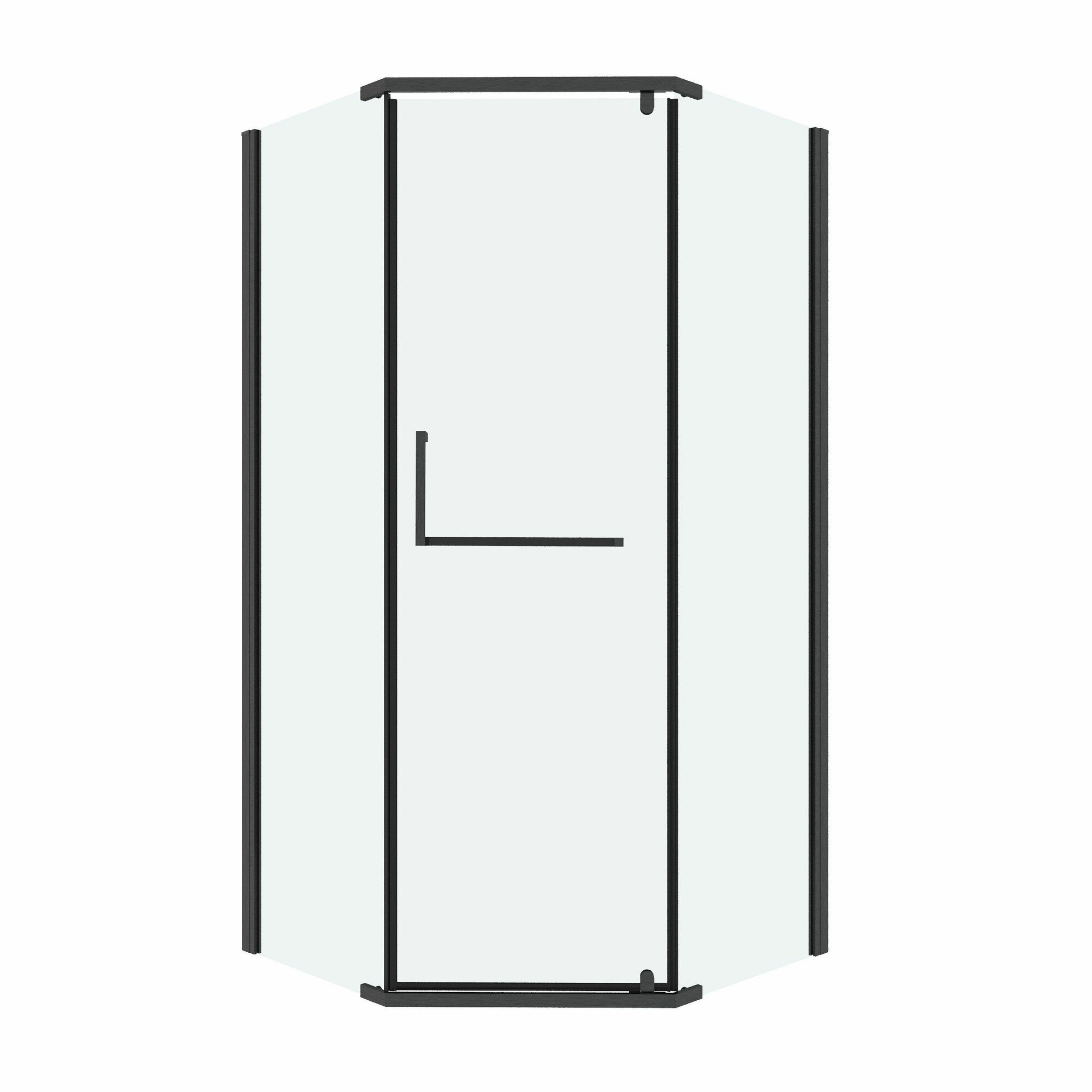 Душевой уголок Grossman 302. K33.03.1010.42.00 Pragma (100*100*195) трапеция, распашн, графит сатин, стекло прозр без поддона стекло прозрачное, стекло закаленное, профиль черный, универсальная