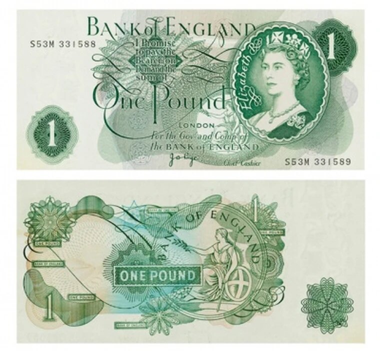 1 фунт 1967 Великобритания, Англия, сувенирная копия, банкноты и купюры редкие коллекционные