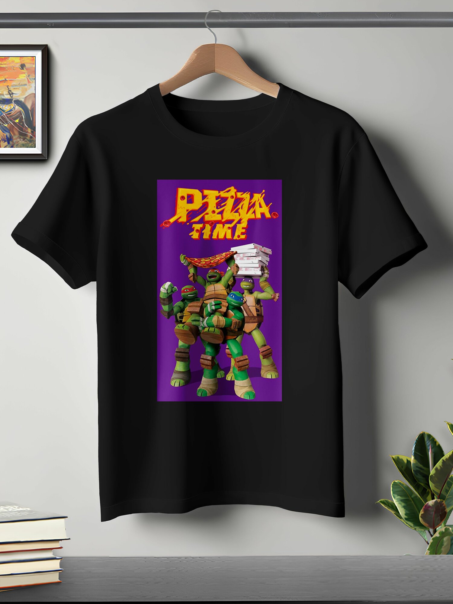 Футболка  Детская ONEQ 140 (10-11) размер с принтом Черепашки ниндзя, черная