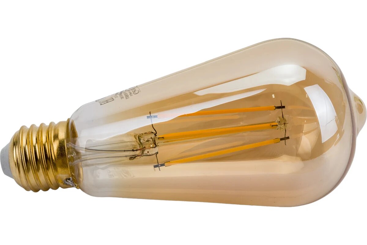 General Lighting Systems Лампа светодиодная Филамент Диммируемый E27 13Вт 870Лм 2700К Теплый белый свет Труба GLDEN-ST64S-DEM-13-230-E27-2700 686900