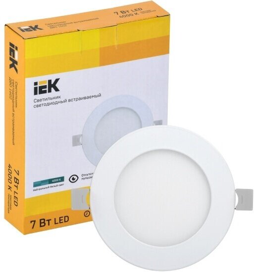 Светильник светодиодный ДВО 1602 7Вт 4000К IP20 встраив. круг бел. IEK LDVO0-1602-1-7-K02
