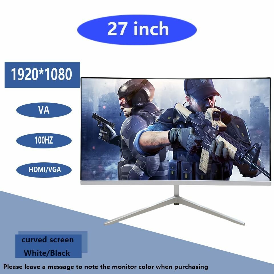27-дюймовый изогнутый монитор VA CrystalStorm 1920x1080 100 Гц для работы и развлечений.