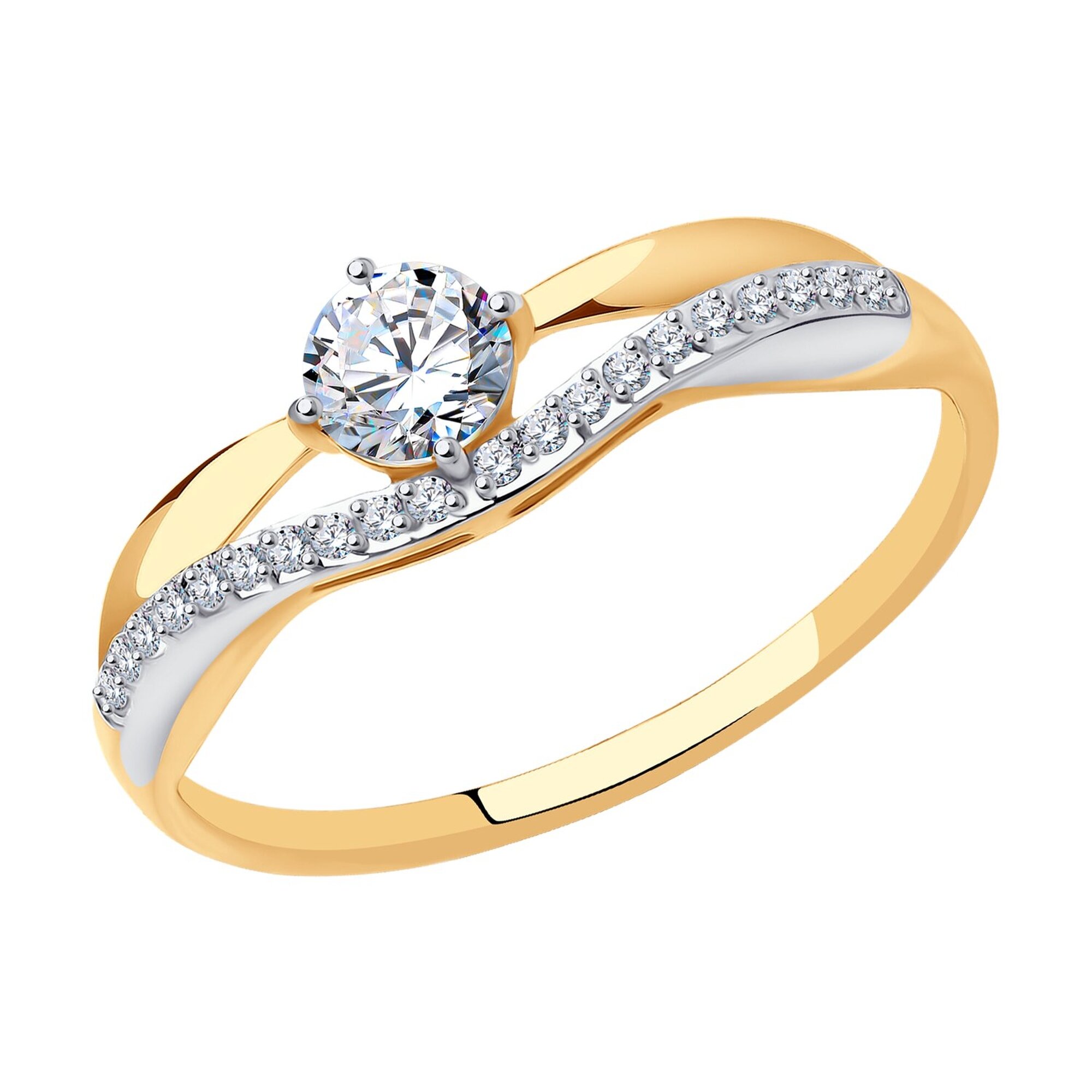 Кольцо, красное золото, 585 проба, фианит