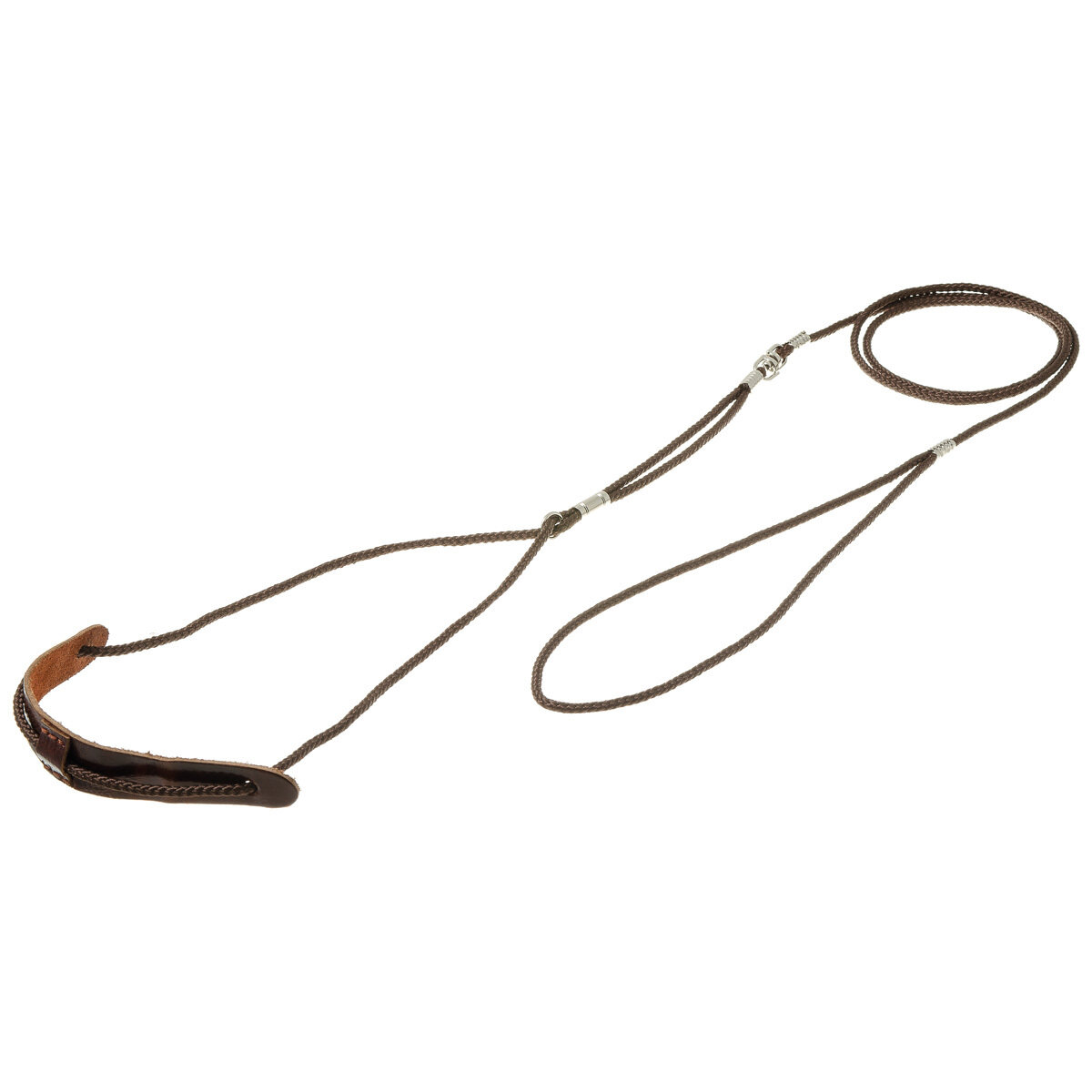 Ринговка для собак с кожаным расширителем, обхват до 58 см, нейлон ширина 2,5мм, длина 120 см, темно-коричневая, ZooOne