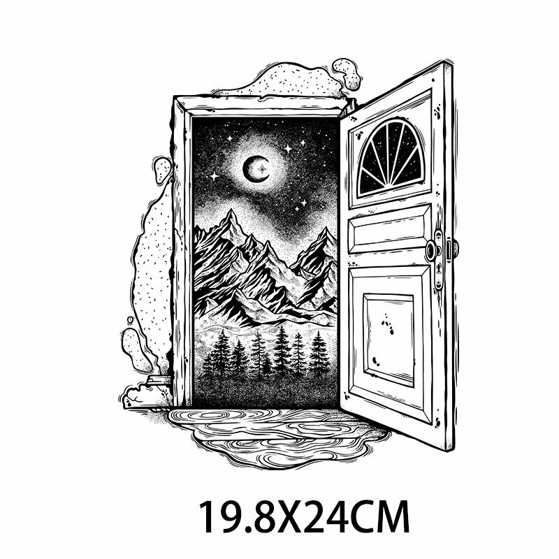Термонаклейка "Горы и луна" Белый, TH2919-18