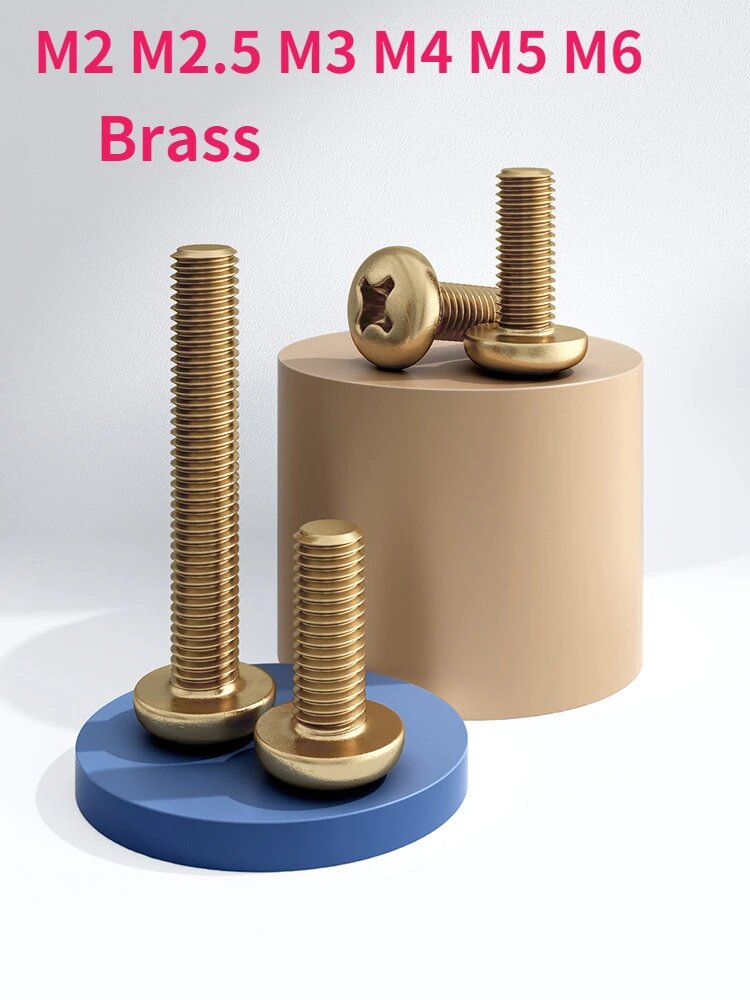 Латунные винты с круглой головкой M2 M2.5 M3 M4 M5 M6 M2.5 -10pcs, 8 мм