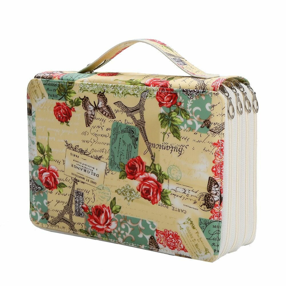 Пенал школьный DIANNY с 200 слотами для девочек органайзер для канцерии канцелярских принадлежностей с 4-слойной молнией пеналы -- бежевый