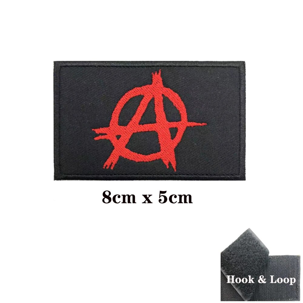 Патч с вышивкой Zuajee, красный, анархия PT-271-Hook Loop