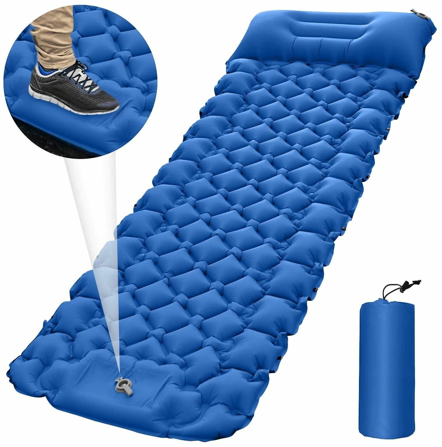 Коврик самонадувающийся, матрас надувной туристический в палатку, для пикника, кемпинга, туризма и отдыха на природе