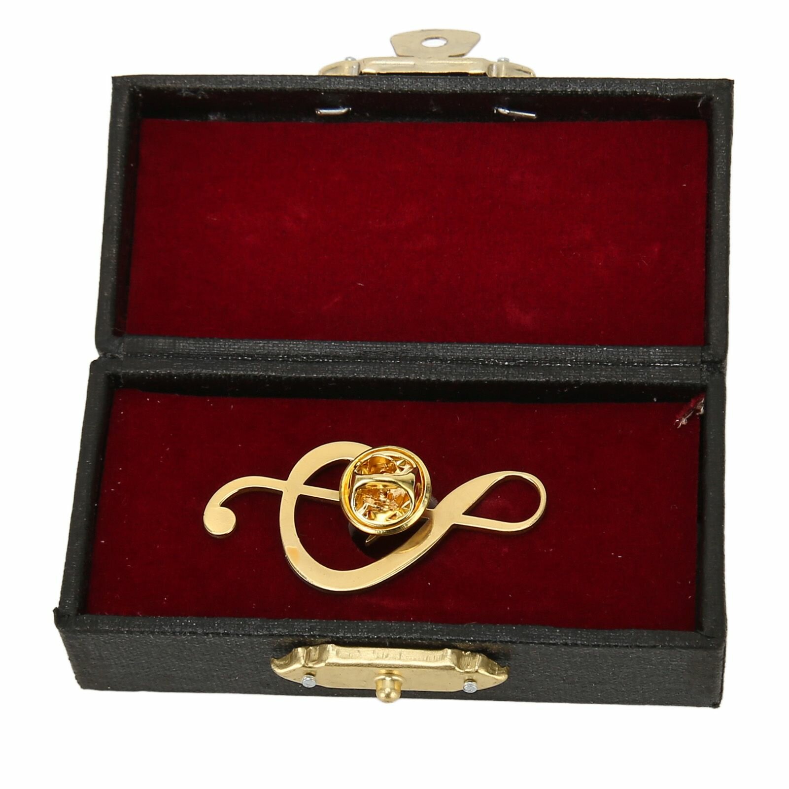 Элегантная брошь в форме ноты золотистого цвета