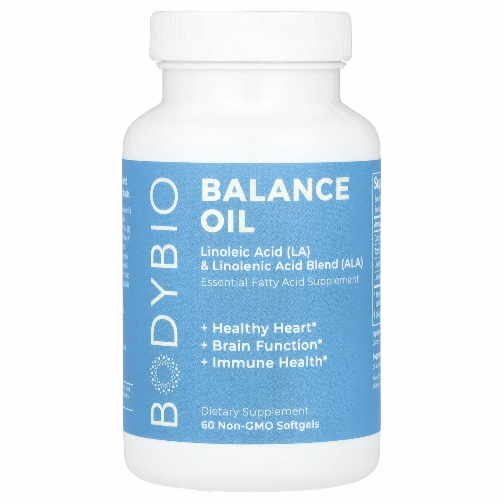 BodyBio, Balance Oil, незаменимые жирные кислоты, 60 капсул