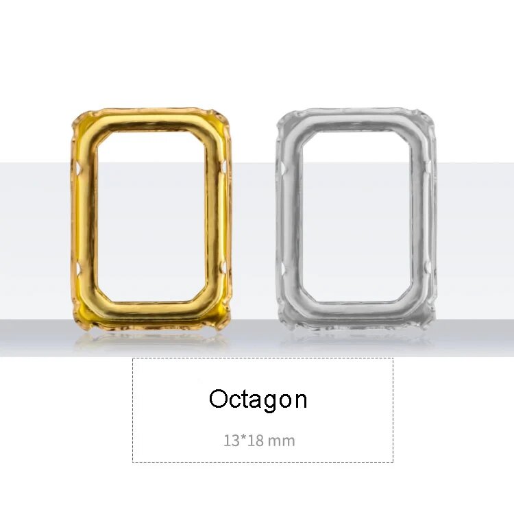Зажим для камней Octagon 18x13mm, Silver, 20шт