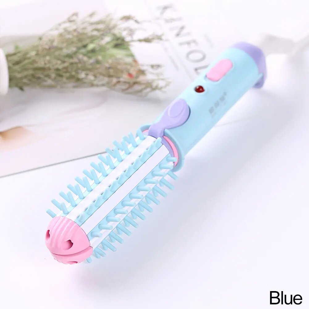 Мини электрический выпрямитель и щипцы для завивки волос 2 в 1 керамические розового цвета, Blue